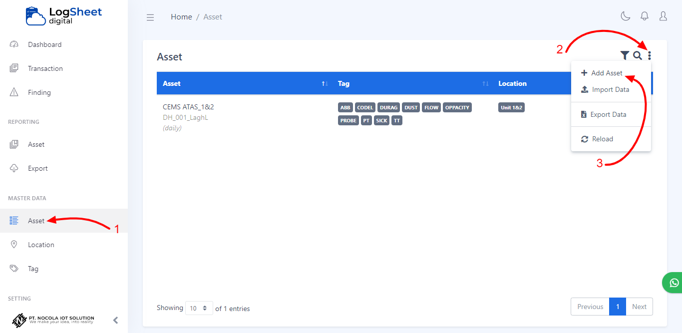 Cara Menambahkan Asset Baru – Logsheet Digital – Help Center